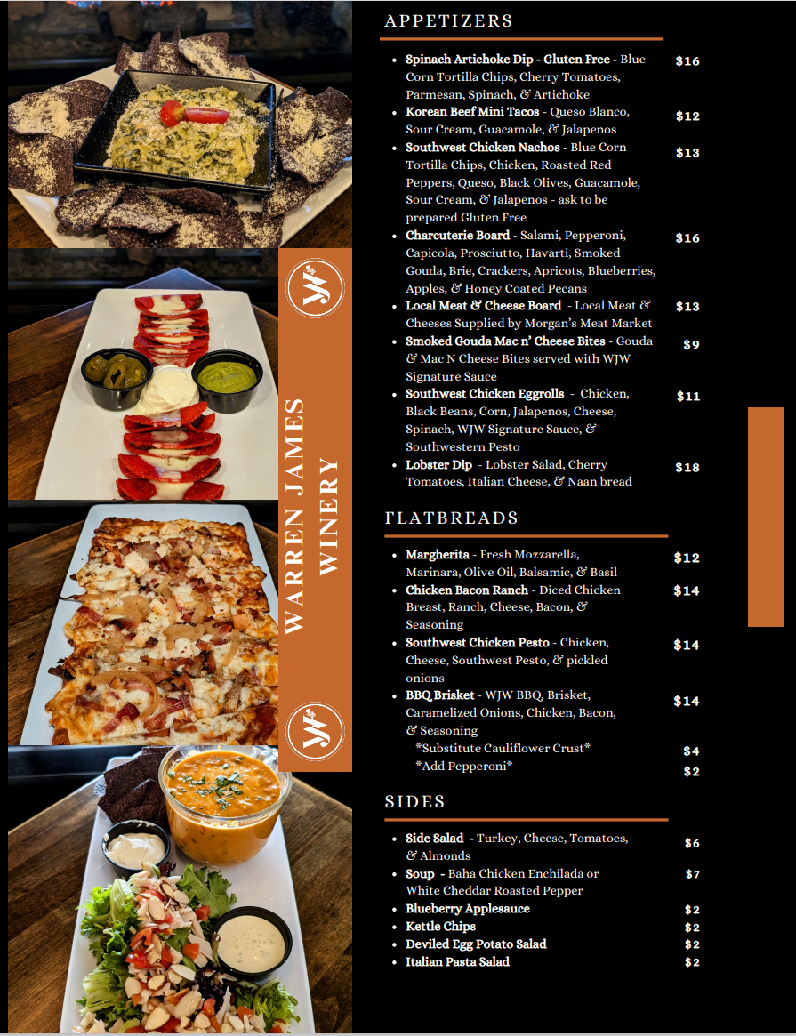Our Menu – Warren James Winery